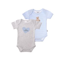 Body Liliput "kleiner Liebling", Jungen, Gr. 50/56, EURO-Gr&ouml;&szlig;en, blau (hellblau, grau), 100% Baumwolle, bedruckt, kurz, Rundhals, Bodys Body, im praktischen Doppelpack