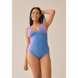Badeanzug Naturana "Cool Cruising", Damen, Gr. 38, N-Gr, blau (blau pink), Obermaterial: 60% Polyamid, 26% Elasthan, 14% Polyester, l&auml;ngsgestreift, Badeanz&uuml;ge Badeanzug, dezentes Streifendesign, elastisch, bequem, modisch, breite Tr&auml;ger