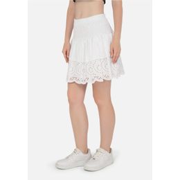 Sommerrock FRESHLIONS "Samantha", Damen, Gr. L, weiß, 100% Baumwolle, unifarben, kurz, Röcke, im Stufen-Design