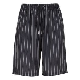Shorts Urban Classics "Urban Classics Pinstripe Trackshorts", Herren, Gr. L, US-Größen, schwarz, weiß, 100% Polyester, gestreift, normal, Hosen Shorts