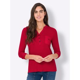 Langarmshirt Heine "Shirtbluse", Damen, Gr. 44, rot, 95% Viskose, 5% Elasthan, unifarben, Rundhals, Shirts Langarmshirt