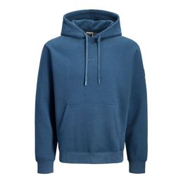 Jack & Jones Kapuzensweatshirt JACK & JONES "JCOPOINT SWEAT BADGE HOOD BF", Herren, Gr. S, titan, angeraute Sweatware, Obermaterial: 72% Baumwolle, 28% Polyester, unifarben, relaxed fit, Rippb&uuml;ndchen, Sweatshirts