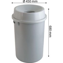 Abfallbeh&auml;lter Kunststoff, grau, Volumen 60 l, Hx&Oslash; 680 x 450 mm kaiserkraft