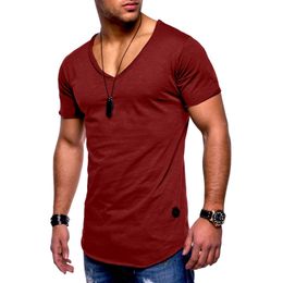 T-Shirt behype "NUKE", Damen, Gr. L, rot (weinrot), 100% Baumwolle, unifarben, V-Ausschnitt, Shirts T-Shirt, mit V-Ausschnitt