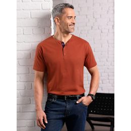 Rundhalsshirt CLASSIC "Rundhals-Shirt", Herren, Gr. 44/46, rot (rostrot), 100% Baumwolle, unifarben, Rundhals, Shirts Rundhalsshirt