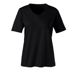 Kurzarmshirt Classic Basics "Shirt", Damen, Gr. 38, schwarz, 100% Baumwolle, unifarben, V-Ausschnitt, Shirts