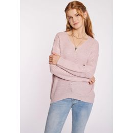 Haily's Strickpullover HAILY&rsquo;S "LS P VK Pi44pa", Damen, Gr. L, rosa (rose marl), Strick, Obermaterial: 94% Polyester, 3% Elasthan, 3% Nylon, meliert, normal, V-Ausschnitt, Pullover Strickpullover