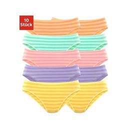 Bikinislip Petite Fleur, Damen, Gr. 32/34, bunt (orange, gr&uuml;n, rosa, lila, gelb), Obermaterial: 95% Baumwolle, 5% Elasthan, gestreift, k&ouml;rpernah, Unterhosen, aus elastischer Baumwolle