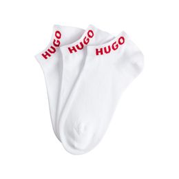Socken HUGO UNDERWEAR "3P AS UNI CC W", Damen, Gr. 35-38, weiß (weiß 100), Baumwollmischung, unifarben mit Farbeinsatz, elastisch, Socken Socken, mit kontrastfarbenen Logoschriftzug