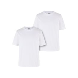 T-Shirt Urban Classics "Urban Classics Herren Boys Organic Basic Tee 2-Pack", Mädchen, Gr. 122/128, weiß weiß, 100% Baumwolle, unifarben, oversize, Rundhals, Shirts