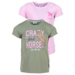 SALT & PEPPER T-Shirt SALT AND PEPPER "Crazy Horses", M&auml;dchen, Gr. 104, bunt (mehrfarbig), 95% Baumwolle, 5% Elasthan, bedruckt, normal, Rundhals, Shirts T-Shirt, mit sch&ouml;nen Pferde-Motiven