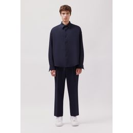 Businesshemd STUDIO SEIDENSTICKER, Herren, Gr. S37-38, normale &Auml;rmell&auml;ngen, blau (dunkelblau), 98% Polyester, 2% Elasthan, unifarben, oversize, 2-Knopf-Manschette, Hemden, Oversized 1/1 Kentkragen Uni