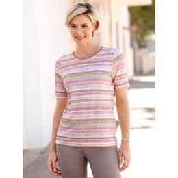 Kurzarmshirt Casual Looks "Rundhals-Shirt", Damen, Gr. 52, rosa (altrosa, sand, bedruckt), 95% Viskose, 5% Elasthan, bedruckt, gemustert, mehrfarbig, Rundhals, Shirts