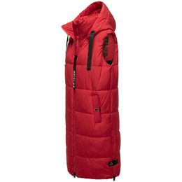 Steppweste Navahoo "Schnuffelchen", Damen, Gr. S (36), rot (cherryrot), Oberstoff: 100% Polyester; Futter: 100% Polyester; Wattierung: 100% Polyester, gerade knielang, hoch geschlossener Ausschnitt, Westen Steppweste, warme Damen Outdoor-Weste lang mit Kapuze
