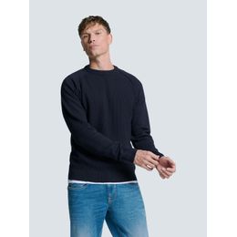 Rundhalspullover NO EXCESS "NO EXCESS Crewneck Pullover", Herren, Gr. XL, blau, 80% Baumwolle, 20% Polyamid, Pullover Rundhalspullover