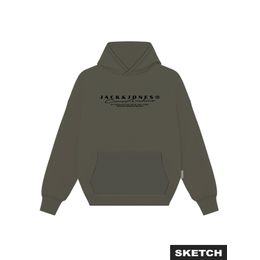 Jack & Jones Kapuzensweatshirt JACK & JONES "JCOPOINT BRANDING SWEAT HOOD FST", Herren, Gr. L, grape leaf, angeraute Sweatware, Obermaterial: 100% Polyester, bedruckt, regular fit, Rippb&uuml;ndchen, Sweatshirts