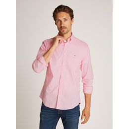 Businesshemd Tommy Hilfiger "FLEX POPLIN SOLID Regular Fit SHIRT mit Button-down und R&uuml;ckenfalte", Herren, Gr. L, N-Gr, rosa (classic pink), Popeline, Obermaterial: 100% Baumwolle, unifarben, regular fit h&uuml;ftlang, &Auml;rmel mit &Auml;rmelschlitz 1-Knopf-Manschette, Hemden, unifarben, klassisch, regular fit, Baumwolle, Kragen