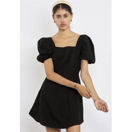 Jerseykleid FRESHLIONS "Bella", Damen, Gr. M, EURO-Gr&ouml;&szlig;en, schwarz, 100% Leinen, unifarben, kurz, eckiger Ausschnitt, Kleider Jerseykleid, im femininen Design