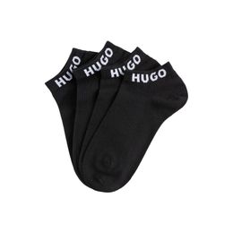 Socken HUGO UNDERWEAR "3P AS UNI CC W", Damen, Gr. 35-38, schwarz (schwarz 001), Baumwollmischung, unifarben mit Farbeinsatz, elastisch, Socken Socken, mit kontrastfarbenen Logoschriftzug