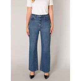 Weite Jeans Base Level "Amy", Damen, Gr. 36, L&auml;nge 32, blau (mid blau), Denim/Jeans, Obermaterial: 98% Baumwolle, 2% Elasthan, unifarben, weit lang, Jeans, mit Waschung