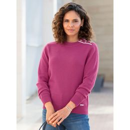 Rundhalspullover Casual Looks "Pullover", Damen, Gr. 42, lila (erika), 100% Polyester, unifarben, Pullover Rundhalspullover