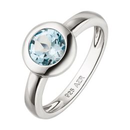 Fingerring Jobo Gr. 52, blau (hellblau), Fingerringe, Damen, 52, Silber 925 (Sterlingsilber), Fingerring, 925 Silber mit Blautopas rund