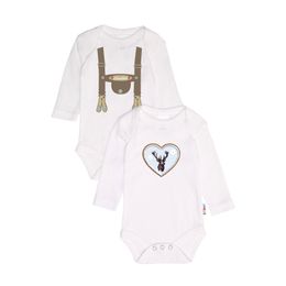 Body Liliput "Lausbub", Jungen, Gr. 74/80, EURO-Gr&ouml;&szlig;en, wei&szlig;, 100% Baumwolle, bedruckt, kurz, Rundhals, Bodys Body, mit Trachten-Print