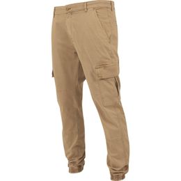 Cargohose Urban Classics "Urban Classics Herren Washed Cargo Twill Jogging Pants", Herren, Gr. 36, Normalgrößen, sand, 98% Baumwolle, 2% Elasthan, unifarben, normal, Hosen Cargohose