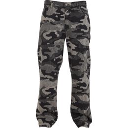 Cargohose Urban Classics "Urban Classics Laser Camo Printed Jeans", Herren, Gr. 44, Normalgrößen, schwarzlasercamo, 100% Baumwolle, relaxed fit, Hosen Cargohose