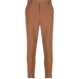 Stoffhose 2Y Premium "2Y Premium 2Y Cropped Pants", Herren, Gr. 31, Normalgr&ouml;&szlig;en, braun, 65% Polyester, 32% Baumwolle, 3% Elasthan, unifarben, skinny fit, Hosen Stoffhose
