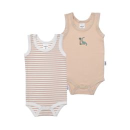 Body Liliput "Dinosaurier", Jungen, Gr. 62/68, EURO-Größen, beige, 95% Baumwolle, 5% Polyester, bedruckt, Rundhals, Bodys Body, 2er-Pack mit niedlichem Frontprint