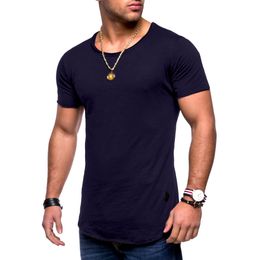 T-Shirt behype "DUST", Herren, Gr. L, blau (dunkelblau), 100% Baumwolle, unifarben, Shirts T-Shirt, mit Rundhals-Ausschnitt
