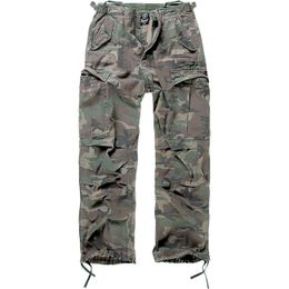 Cargohose Brandit "Brandit Herren M-65 Vintage Cargo Pants", Damen, Gr. XXL, US-Gr&ouml;&szlig;en, olive camouflage, 100% Baumwolle, loose fit, Hosen Cargohose
