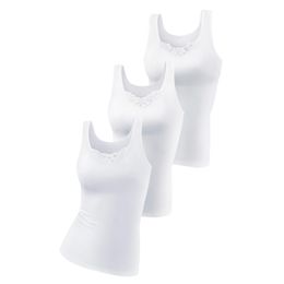 Unterhemd Petite Fleur, Damen, Gr. 36, N-Gr, weiß, Feinripp, Obermaterial: 100% Baumwolle, unifarben, tiefer Rundhals, Unterhemden Unterhemd, aus reiner Baumwolle, Tanktop, Unterziehshirt, Topseller