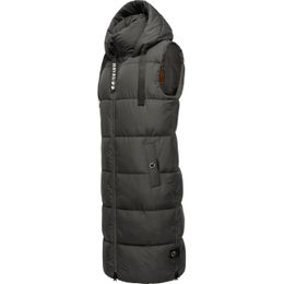Steppweste Navahoo "Schnuffelchen", Damen, Gr. M (38), grau (anthrazit), Oberstoff: 100% Polyester; Futter: 100% Polyester; Wattierung: 100% Polyester, gerade knielang, hoch geschlossener Ausschnitt, Westen Steppweste, warme Damen Outdoor-Weste lang mit Kapuze