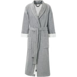 G&ouml;zze Unisex-Bademantel G&Ouml;ZZE "Turin, ideal f&uuml;r Sauna & Spa, Hotelbademantel, Morgenmantel" Gr. XXL, silber (silberfarben), L:128cm, Baumwoll-Mix, Hausm&auml;ntel, Bademantel, f&uuml;r Damen & Herren, mit G&uuml;rtel und zwei aufgesetzten Taschen, lang