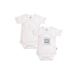 Body Liliput "Little King", Jungen, Gr. 50/56, EURO-Gr&ouml;&szlig;en, wei&szlig;, 100% Baumwolle, bedruckt, kurz, V-Ausschnitt, Bodys Body, mit praktischer Druckknopfleiste