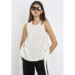 Tr&auml;gertop FRESHLIONS "Liana", Damen, Gr. L, wei&szlig;, 85% Modal, 15% Polyester, unifarben, normal, Rundhals, Tops Tr&auml;gertop, mit tollen Binde-Elementen an der Seite