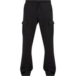 Cargohose Urban Classics "Urban Classics Herren Heavy Straight Leg Cargo Sweatpants", Herren, Gr. L, US-Gr&ouml;&szlig;en, schwarz, 80% Baumwolle, 20% Polyester, unifarben, loose fit, Hosen Cargohose