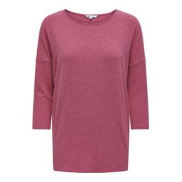 3/4-Arm-Shirt Only "ONLGLAMOUR 3/4 TOP JRS NOOS", Damen, Gr. S, cerise detail:melange, Single Jersey, Obermaterial: 65% Polyester, 30% Viskose, 5% Elasthan, meliert, figurumspielend hüftbedeckend, Rundhals, Shirts 3/4-Arm-Shirt, in lässiger Oversize-Form