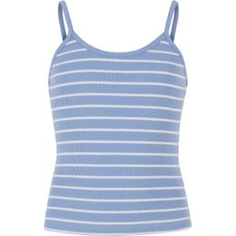 Muskelshirt Urban Classics "Urban Classics Girls Striped Rib Basic Top", M&auml;dchen, Gr. 110/116, powderblau, wei&szlig;, 96% Baumwolle, 4% Elasthan, gestreift, slim fit, Racerback, Shirts