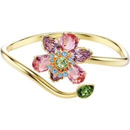 Armreif Swarovski "Schmuck Geschenk Idyllia Armreif Blume" Gr. L, gold (gelbgoldfarben, pink, blau, grün, lila, pink, blau, grün, lila), Armbänder, Damen, L, Metall, Armreif, mit Swarovski Kristall
