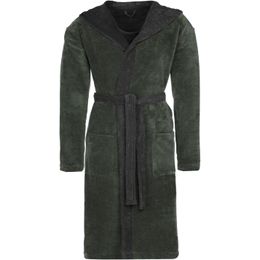 Unisex-Bademantel Vossen "Poppy, ideal f&uuml;r Sauna & Spa, Hotelbademantel, Morgenmantel" Gr. XXL, gr&uuml;n (mud gr&uuml;n, anthrazit), L:115cm, Doubleface, Hausm&auml;ntel