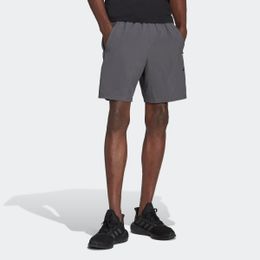 Shorts adidas Performance "TRAIN ESSENTIALS WOVEN TRAINING", Damen, Gr. S, Lang, grau (grau five, schwarz), Obermaterial: 100% Polyester, clean, Hosen, Essentials Woven Trainingsshorts