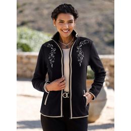 Fleecejacke Classic Basics, Damen, Gr. 40, schwarz (schwarz, sesam), 100% Polyester, gebl&uuml;mt, gemustert, mehrfarbig, Jacken Fleecejacke