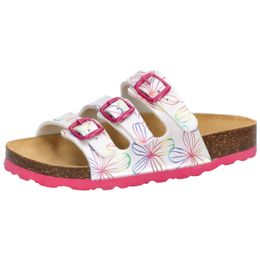 Pantolette Lico "Pantolette Bioline Flower Kids", M&auml;dchen, Gr. 27, wei&szlig;, Synthetik, Schuhe Pantolette