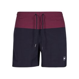 Badeshorts Urban Classics "Urban Classics Herren Block Swim Shorts", Herren, Gr. M, US-Größen, cherry, schwarz, 100% Polyamid, Badehosen