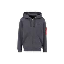Hoodie Alpha Industries "Backprint Zip Hoodie", Herren, Gr. M, grau (vintage grau), Obermaterial: 80% Baumwolle, 20% Polyester, regular fit, Sweatshirts