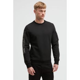 Sweater CAMP DAVID, Herren, Gr. S, schwarz, Material: 75% Baumwolle, 17% Polyester, 8% Elasthan, bedruckt, regular fit, Rundhals, eingesetzt Rippb&uuml;ndchen, Sweatshirts Sweater, mit Baumwolle