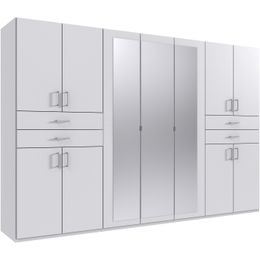 Kleiderschrank wimex "Taiga Kleiderschrank mit Spiegel OTTOs Choice Topseller", weiß, B:313cm H:210cm T:58cm, Spanplatte, Schränke, Kleiderschrank, mit Schubladen auf bequemer Höhe, Topseller